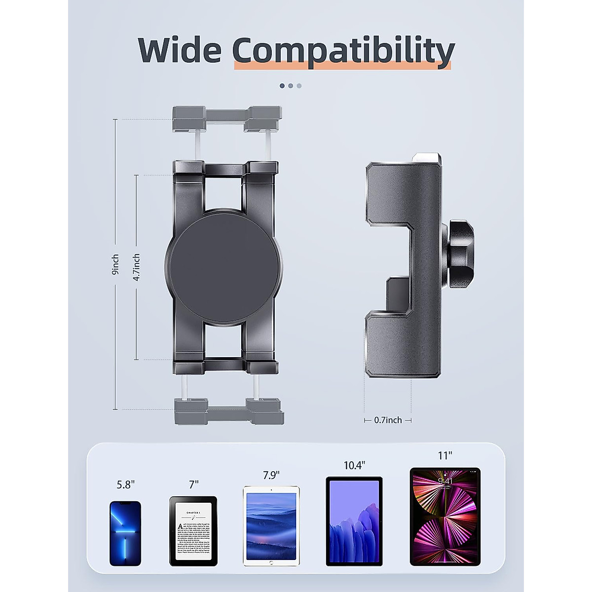 eSamcore Dashboard Tablet Holder for Car Suction Cup Car Mount with Large Clamp for All 6"-11" Apple iPad Samsung Galaxy Tab Tablet