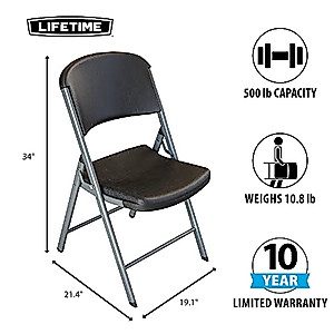 LIFETIME Commercial Grade Folding Chairs, 6 Pack, Black