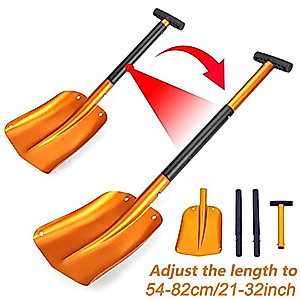 Foldable Emergency Shovel with Extendable Handle, Aluminum Lightweight Ski,Garden for Car,Outdoor Shovel Camping
