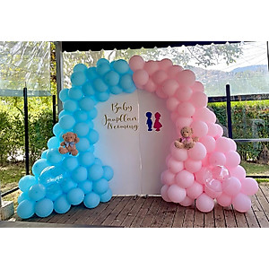 HKYOOD 140Pcs Gender Reveal Balloon Garland Arch Kit - Pink and Blue Balloons Silver Latex Balloon for Boy or Girl Gender Reveal Decorations Birthday Party Baby Shower Celebration Anniversary (No Box)