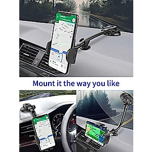 APPS2Car Suction Cup Phone Holder for Car 7" Windshield Dashboard Windows Car Phone Mount Gooseneck Truck Cradle with Strong Suction Compatible with iPhone 13/13 Pro Max, Samsung and All 4-7" Devices