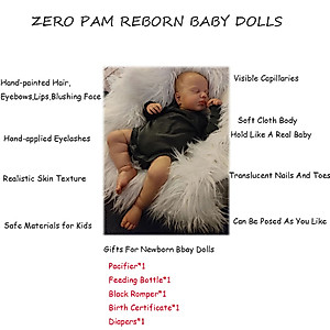 Zero Pam Sleeping Reborn Baby Doll Boy 20 Inch Lifelike Silicone Toddler Dolls Realistic Newborn Doll Eyes Closed Soft Body Visible Veins Handcrafted