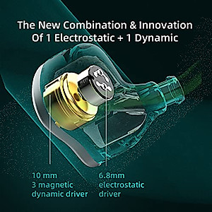 CCA NRA in-Ear Monitor,6.8mm Magnetostatic Driver+10mm Dynamic Driver HiFi in-Ear Earphone, Zinc Alloy Metallic Resin Housing HiFi Wired Earphone IEM Earbuds(No Mic, Silver) …