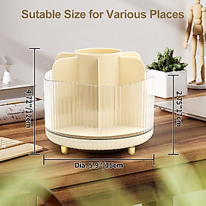 EPKAOZEY Rotating Pen Holder Desk Organizer, 7 Grids 360° Pencil Holder Rotatable Desktop Organizer, Removable Makeup Holder Large Capacity, Holds Pencils, Crayons and All Kinds of Stationery, Makeup Brushes, Small House Items (White)