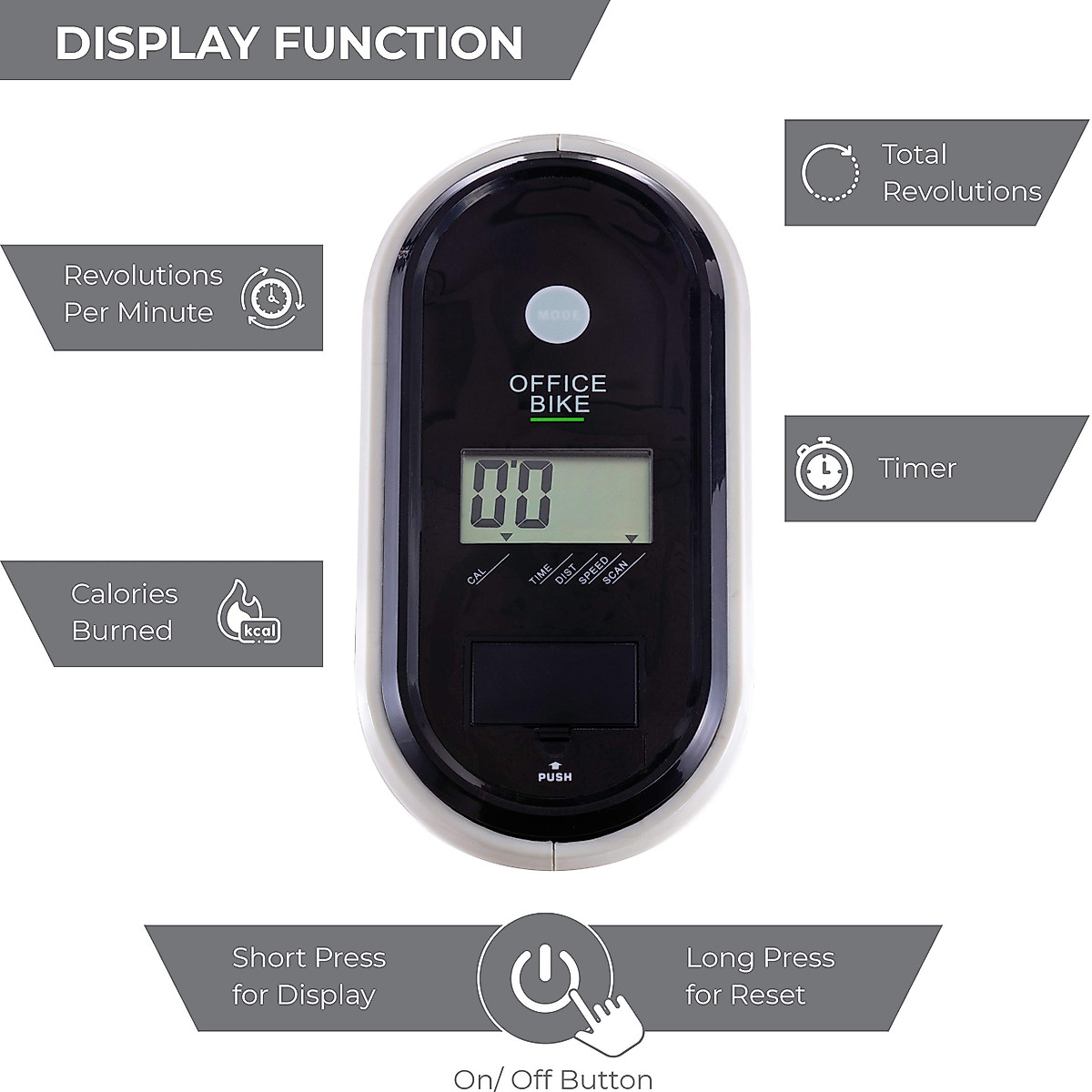 Upright Training X-Bike With Magnetic Resistance - Exercise Cycling Bicycle for Cardiac Aerobic Exercise, White - Keep Fit at Work or Home - 8 gears - Digital Display - Arm Rest - Non-Slip Pedals