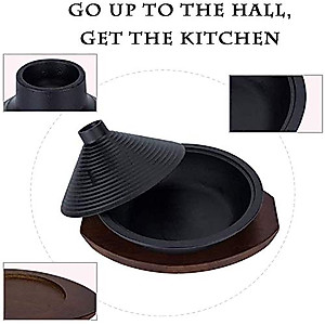 XDJ Cast Iron Taji Pot, Tagine Cast Iron with Aluminum Alloy Lid, Tajine Cooking Slow Cooker, Smoke-Free Non-Stick Cookware Saucepan, for Most Open Flame Cookware