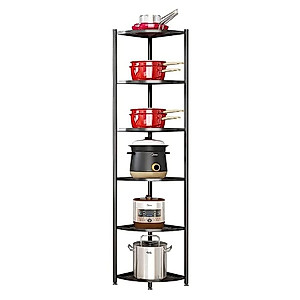 MYOYAY Kitchen Pot Rack 6-Tier Cookware Stand Corner Pot Rack Storage Organizer Kitchen Corner Shelf Rack Multi-Layer Corner Shelf Stand Stainless Steel Shelf Holder for Pans Pots and Kettles