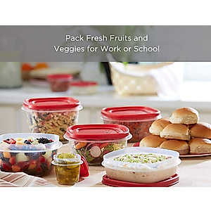 Rubbermaid Easy Find Lids Food Storage Containers with Lids - BPA-Free Durable Plastic Food Containers Great for Home, School, Travel - Freezer, Microwave, and Dishwasher Safe - 28 Piece Set - Red