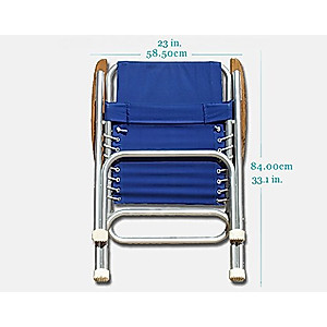 FORMA MARINE Boat Chairs High Back Grey Deck Folding Marine Aluminum Teak Furniture Set of 2 M150G