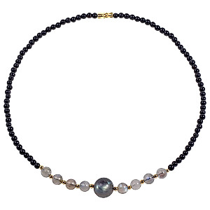 Jewever Moonstone/Black Agate Choker Necklace for Women Healing Crystals and Gemstone Necklaces Balance Meditation Jewellery Gifts