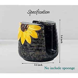 GABROC Sunflower Sponge Holder for Kitchen Sink Kitchen Dish Sponge Holder Ceramic Kitchen Sink Sponge Holder Yellow Sink Caddy Kitchen Sink Organizer Decor for Kitchen