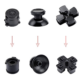 WiMas Aluminium Button Hats Thumb Grip Caps Bullet Buttons AXBY Button D-pad for PS4 7PCS （Black）