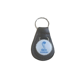 SHELBY AMERICAN CS SNAKE BLUE WHITE LOGO LEATHER KEYCHAIN - MOCHA