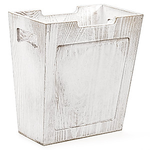 TOPZEA Wood Trash Can, Rectangular Rustic Wooden Waste Basket Farmhouse Wastebasket Bin with Handle Small Narrow Garbage Can Trash Bin for Near Desk, Bedroom, Office, Bathroom, Living Room Decor