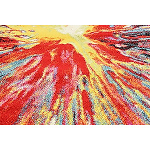 Unique Loom Lyon Collection Modern Abstract Tie-Dye Fireworks Area Rug, 5 x 8 Feet, Multi/Blue