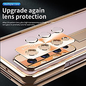Case for Samsung Galaxy Z Fold 3 5G 2021, Plating Crystal Kickstand Case with S Pen, Removable Hinge Protection Holder and Built-in Camera Lens Protector and Front Screen Protector