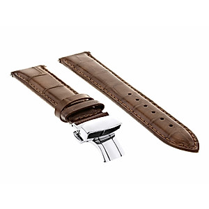 Ewatchparts 19MM LEATHER WATCH STRAP BAND DEPLOYMENT BUCKLE COMPATIBLE WITH IWC PILOT TOP GUN L/BROWN