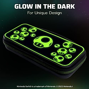 PDP Travel Case Plus with Wrist Strap, Built-in Stand & Storage Pockets - Nintendo Switch/Lite/OLED Compatible - Super Mario 1-Up Glow in the Dark