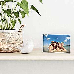 Americanflat 4x6 Acrylic Picture Frame - Double Sided Frames with Magnetic Corners - Transparent Acrylic Frames for Desk or Tabletop Display - 4x6 Picture Frame with Microfiber Cloth Included