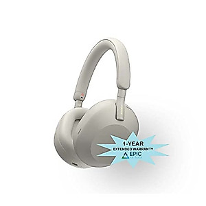 Sony WH-1000XM5-SILVER Wireless Over-Ear Noise Canceling Headphones - Silver with an Additional 1 Year Coverage by Epic Protect (2022)