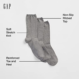 GAP Women's Crew Socks, Multi-Pack Adult Socks, Soft & Stretchy, Comfortable, Black, One Size
