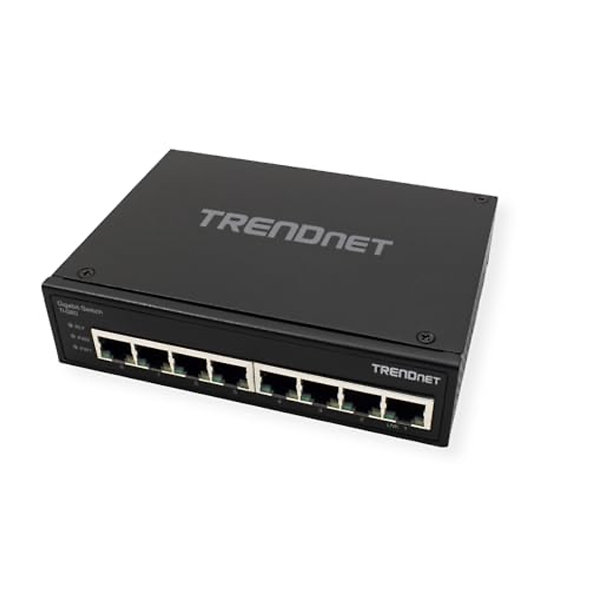 TRENDnet 8-Port Hardened Industrial Gigabit DIN-Rail Switch, 16 Gbps Switching Capacity, IP30 Rated Metal Housing (-40 to 167 ºF), DIN-Rail & Wall Mounts Included, Lifetime Protection, Black, TI-G80