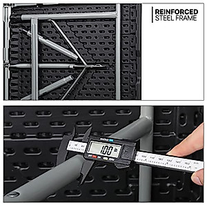 MoNiBloom 4-Foot Folding Plastic Table, Foldable Indoor Outdoor Tables with Carrying Handle and Height Adjustable for Party Picnic Garden - Black