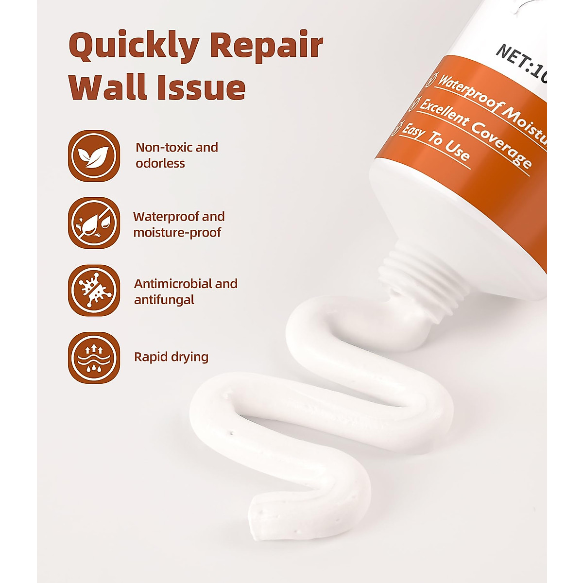 Spackle Wall Repair Kit,Drywall Repair Patch Kit,Simple Small Wall Hole Filler＆Efficient Crack Repair,2 Pack Wall Putty Paste,Plaster Ceiling Repair,Apartment Friendly.