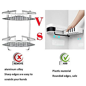 Shower Caddy 2-Pack, Plastic Space Shower Shelf with Adhesive, Wall Mounted Storage Organizer with Towel Bar, Racks Strong and Sturdy for Bathroom Kitchen