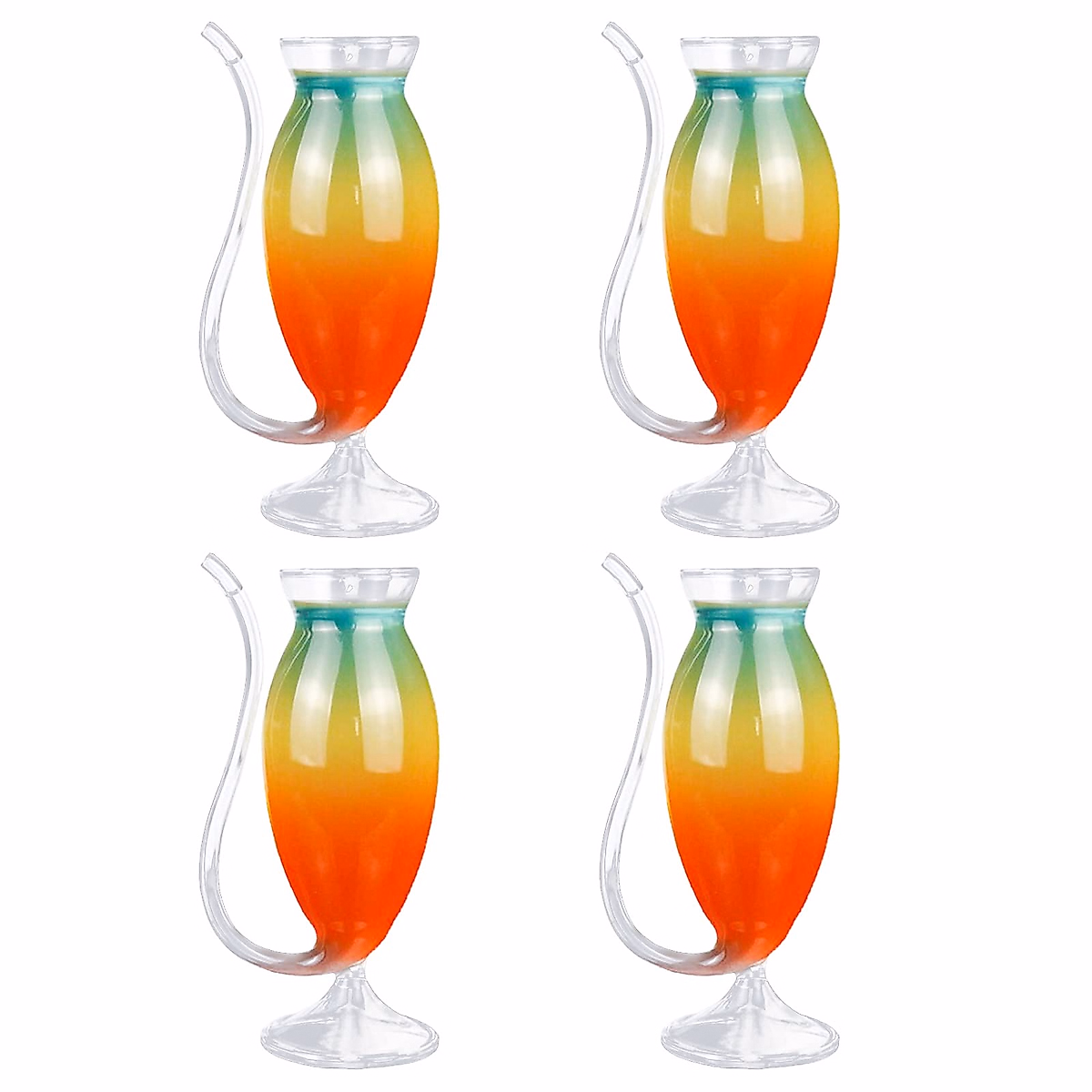 belupai Wine Glass,Set of 4 Creative Vampire Glass,Cocktail Glass with Drinking Tube Straw,Juice Cup Clear Glass Wine Decanter Cups Mugs for Wine Champagne Juice Whiskey