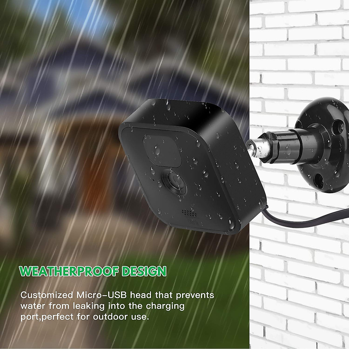 Zeshbit 3Pack Weatherproof Outdoor Power Adapter for Blink Outdoor (3rd Gen) & Blink XT / XT2, with 30ft/9m Long and Thin Charging Cable (NOT for Blink Outdoor 4) - Black