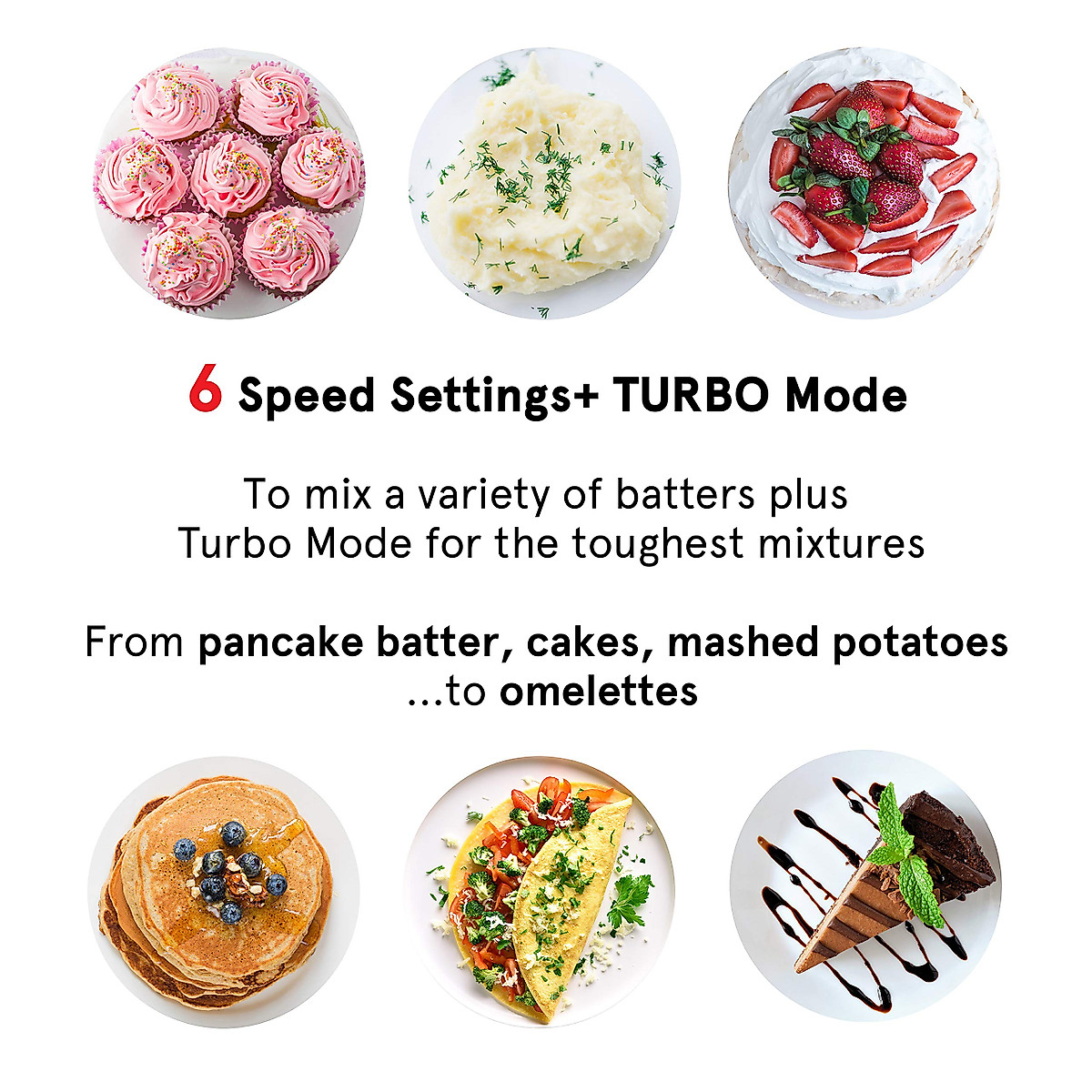 Gourmia GHM2530 Illuminating Electric Hand Mixer with 6 Speeds + Turbo Mode - Powerful 300-Watt Motor - Integrated LED Spotlight - Includes Beater Whisks & Dough Hooks