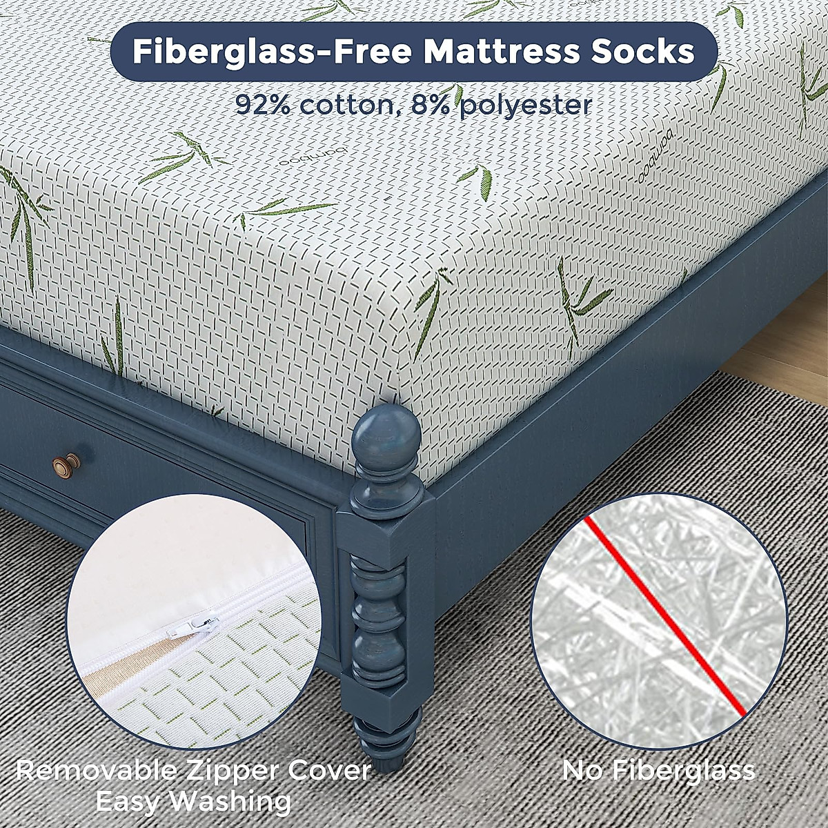 IULULU Queen Size Mattress in a Box, 6 Inch Gel Memory Foam Mattress with Bamboo Cover, Cooling Bed Mattress Made in USA, CertiPUR-US Certified,White