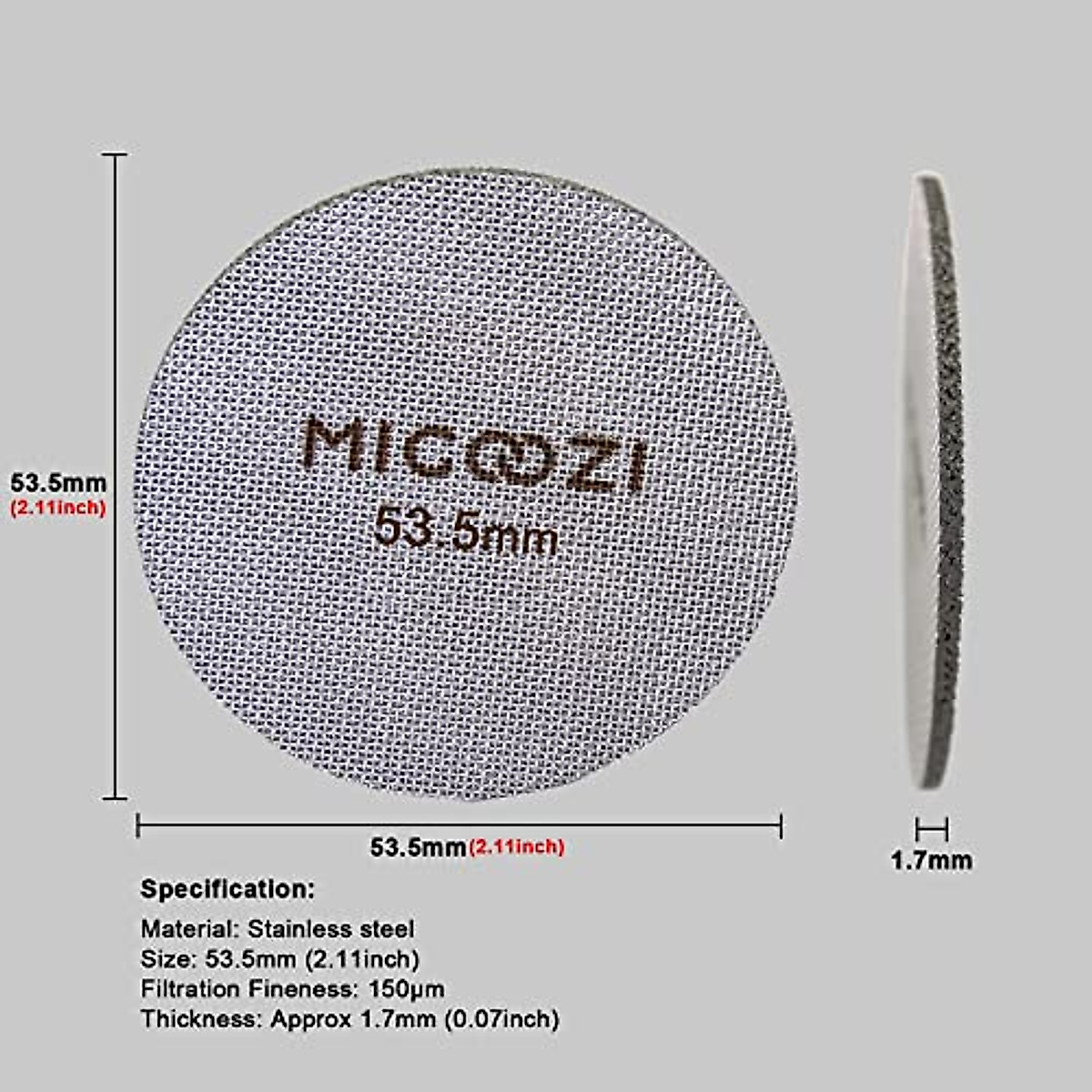 53.5mm Espresso Puck Screen, Reusable 1.7mm Thickness 100μm Stainless Steel Professional Barista Coffee Filter Mesh Plate for Espresso Portafilter Filter Basket (53.5mm)