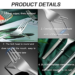 Watermelon Slicer Cutter 2 Pack, 2-in-1 Watermelon Fork Slicer, Summer Watermelon Cutting Artifact, Stainless Steel Fruit Forks Slicer Knife for Family Parties Camping