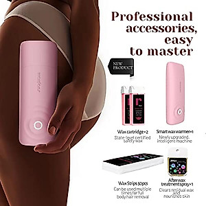 Waxfans Wax Roller Kit, Wax Roller,Wax Warmer*1,Wax Roller*4,Wax Strip*100, After Wax Treatment Spray*1,Clean Oil Bag*5