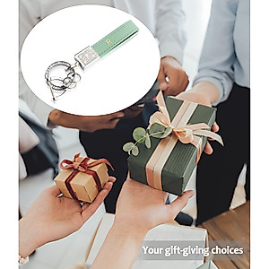 Leather Keychain Bling Keychain for Women Anti-Lost D-Ring Car Keychain Fashion Rhinestone Purse Charms for Handbags (Green)