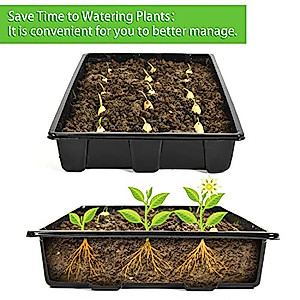 10 Pack Strong Plant Growing Trays, Extra Strength Durable Black Plastic Growing Trays (Without Drain Holes) for Greenhouse and Flowers, Wheatgrass, Sprouting, Plants Growing