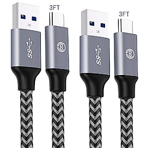 sharllen USB C Cable, [2Pack 3FT] USB 3.1 GEN1 Type C Cable to USB 3.0 A Phone Charger Cable Nylon Braided Fast Charging Cord Data Line Compatible Samsung Galaxy S10/10+ Note9/8 S9/8/8+,LG V30,HTCU11
