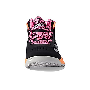 adidas Cross Em Up 5 Basketball Shoe, Black/Silver Metallic/Beam Pink, 2 Wide US Unisex Little_Kid