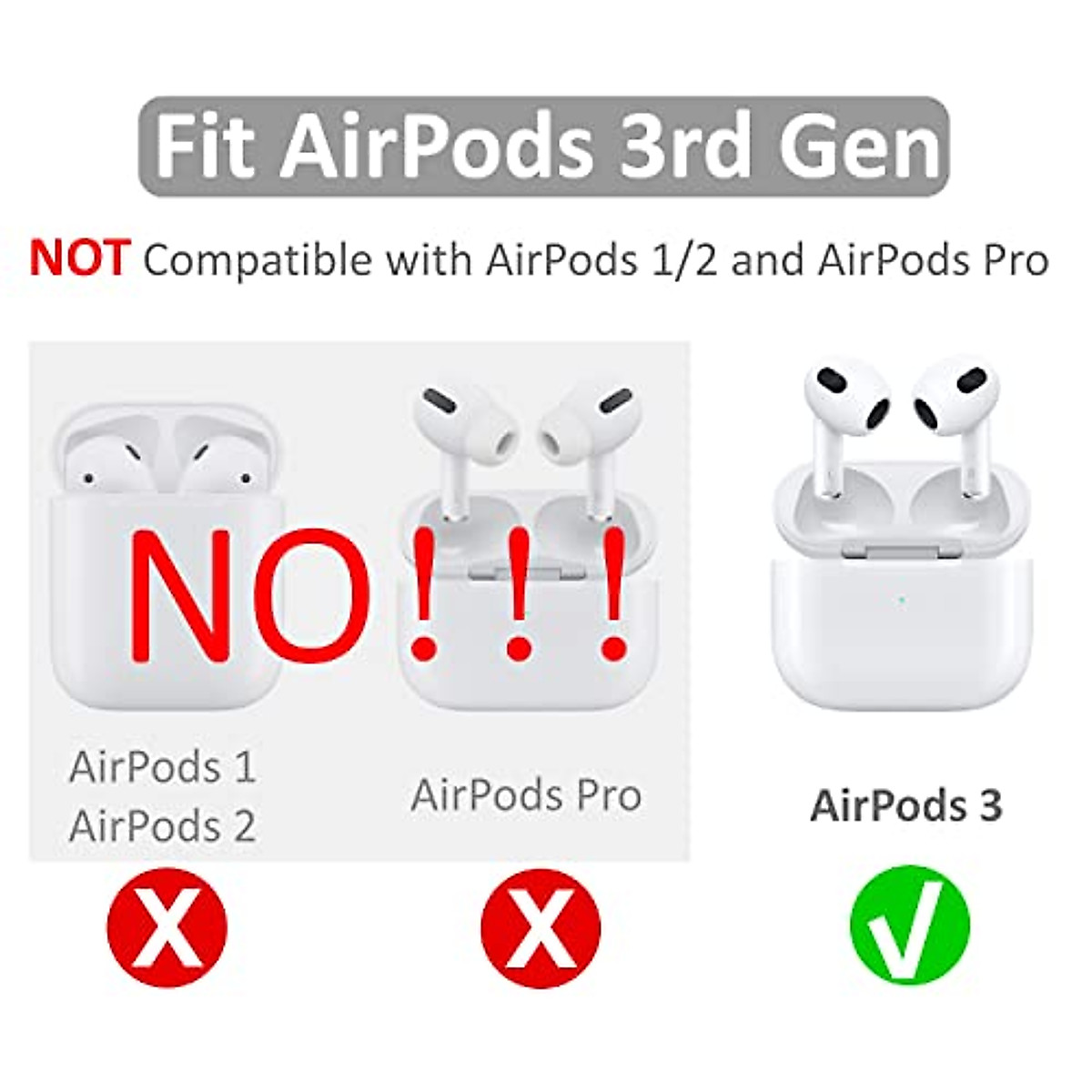 IiEXCEL 4 Pairs Anti Slip Kit Compatible with AirPods 3rd Gen, Silicone Sport Ear Hooks and 360° Rotation Adjustable Length Outdoor Earhooks Grip Ear Tips Wing Buds Holder for New AirPod 3-4X1