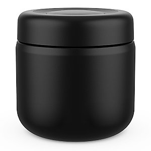 TIME4DEALS Insulated Thermos for Hot Food Kids Soup thermos Vacuum Stainless Steel 13.5oz Wide Mouth Lunch Container, Leak Proof Food Jar with Lids for School, Office, and Travel (Black)