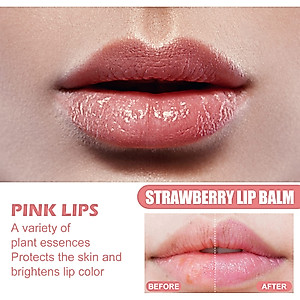 Honey Lip Balm Pot, Propolis Lip Mask, Strawberry Hydrating Propolis Lip Sleeping Mask, Prevent Dry&Cracked, Lip Repair Nourishes the Lip Skin (Honey & Strawberry)