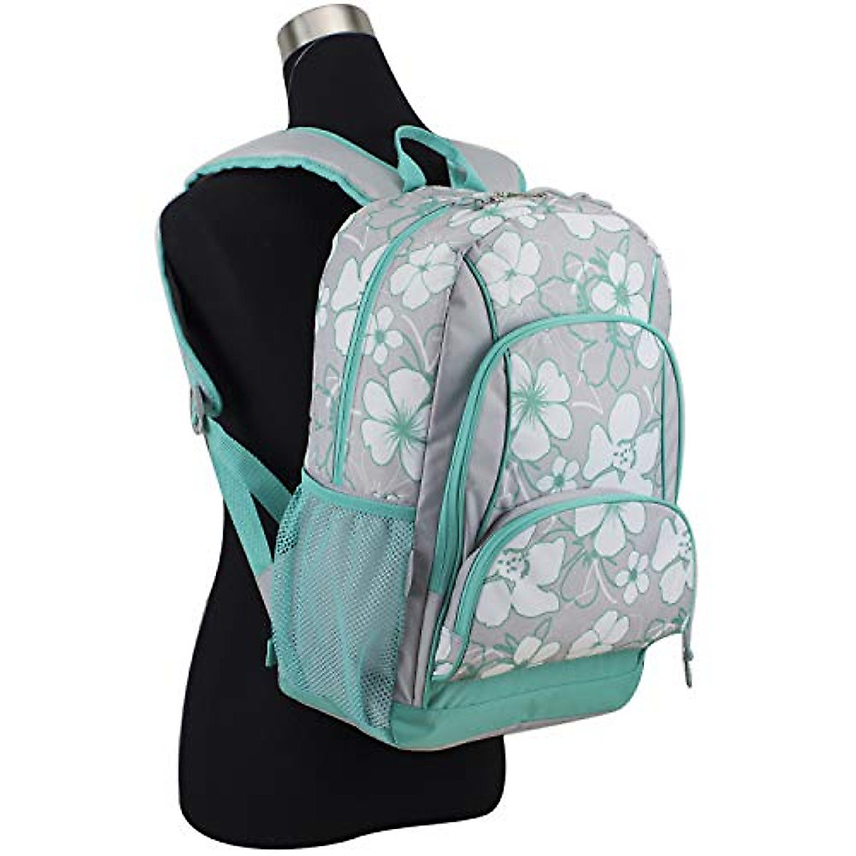 Eastsport Laptop Backpack, Multipurpose Casual Daypack, Triple Compartments Bookbag for College, Hiking, Work, 18 Inches, Blue Flowers