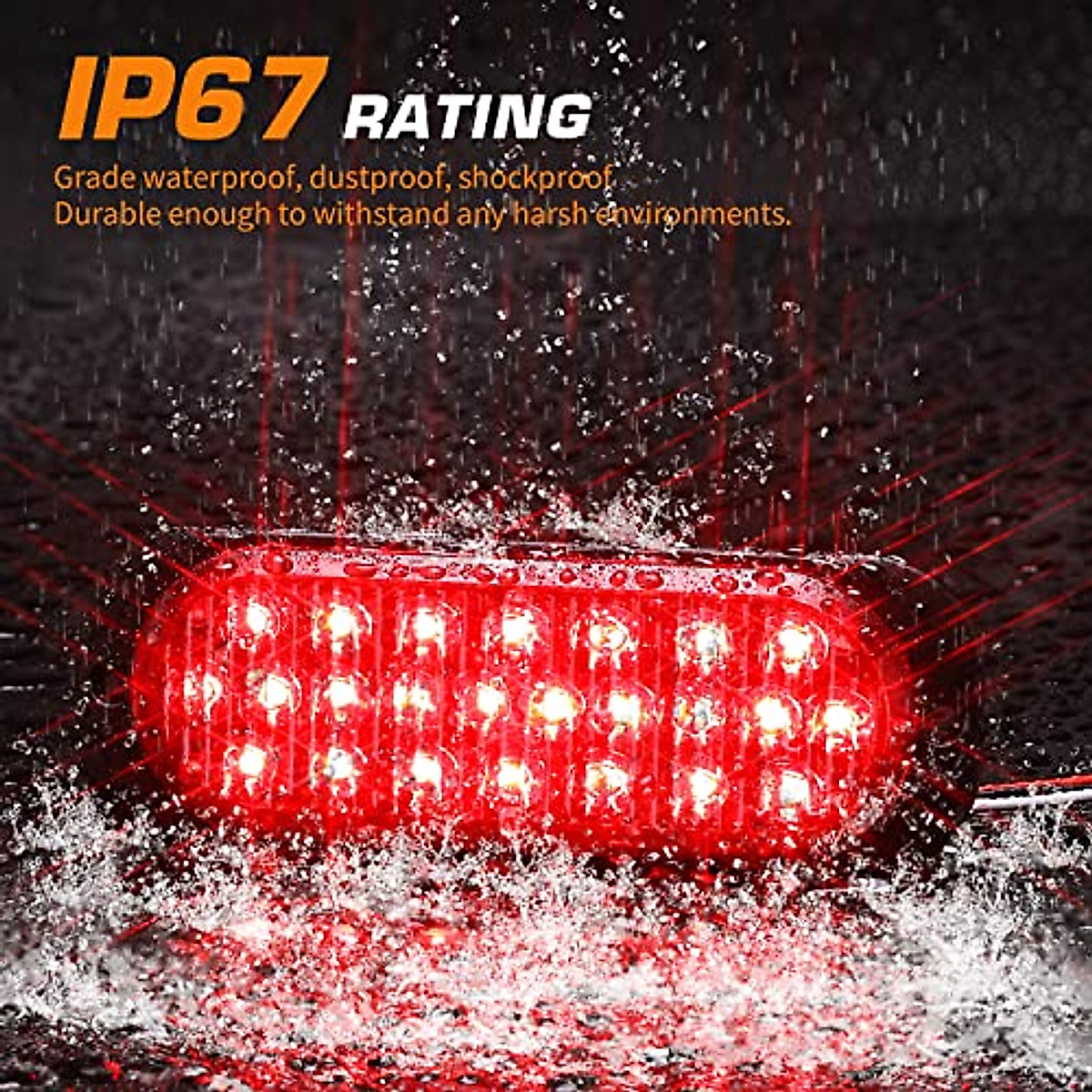 LINKITOM Oval Aluminum Housing Ultra Slim Trailer Lights, 24-LED Brake Turn Signal Side Marker Tail Lights for Boat Trailer Truck RV[Surface Mount] [DOT Certified] [IP67]