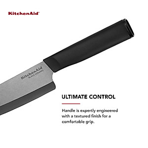 KitchenAid Classic Ceramic Chef Knife with Custom-Fit Blade Cover, Sharp Kitchen Knife, Dishwasher-Safe, 8-Inch, Black