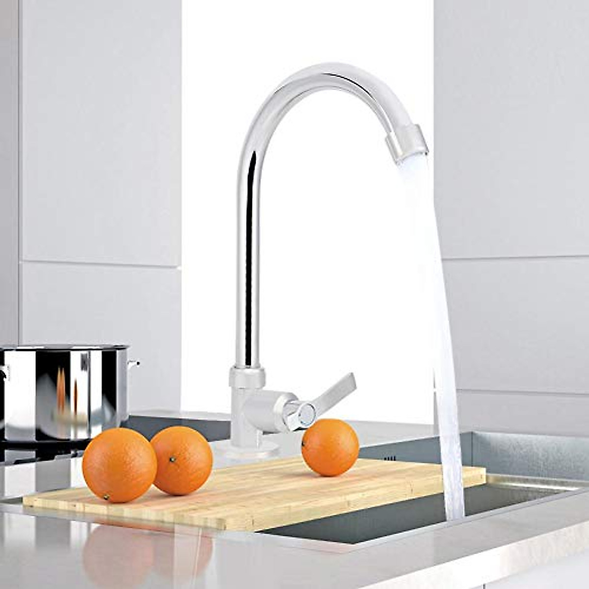 Kitchen Sink Faucet High Arc Vertical Faucet Single Cold Water Tap G1 2in Zinc Alloy Faucet Without Hose for Home Use