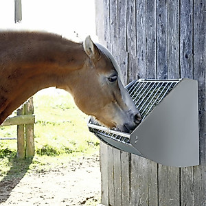 tonchean Hay Feeder Wall Mount for Horses, Metal Goat Hay Feeder Heavy Duty Wall Hay Rack Less Wasted Grass Holder for Cattle Sheep Livestock