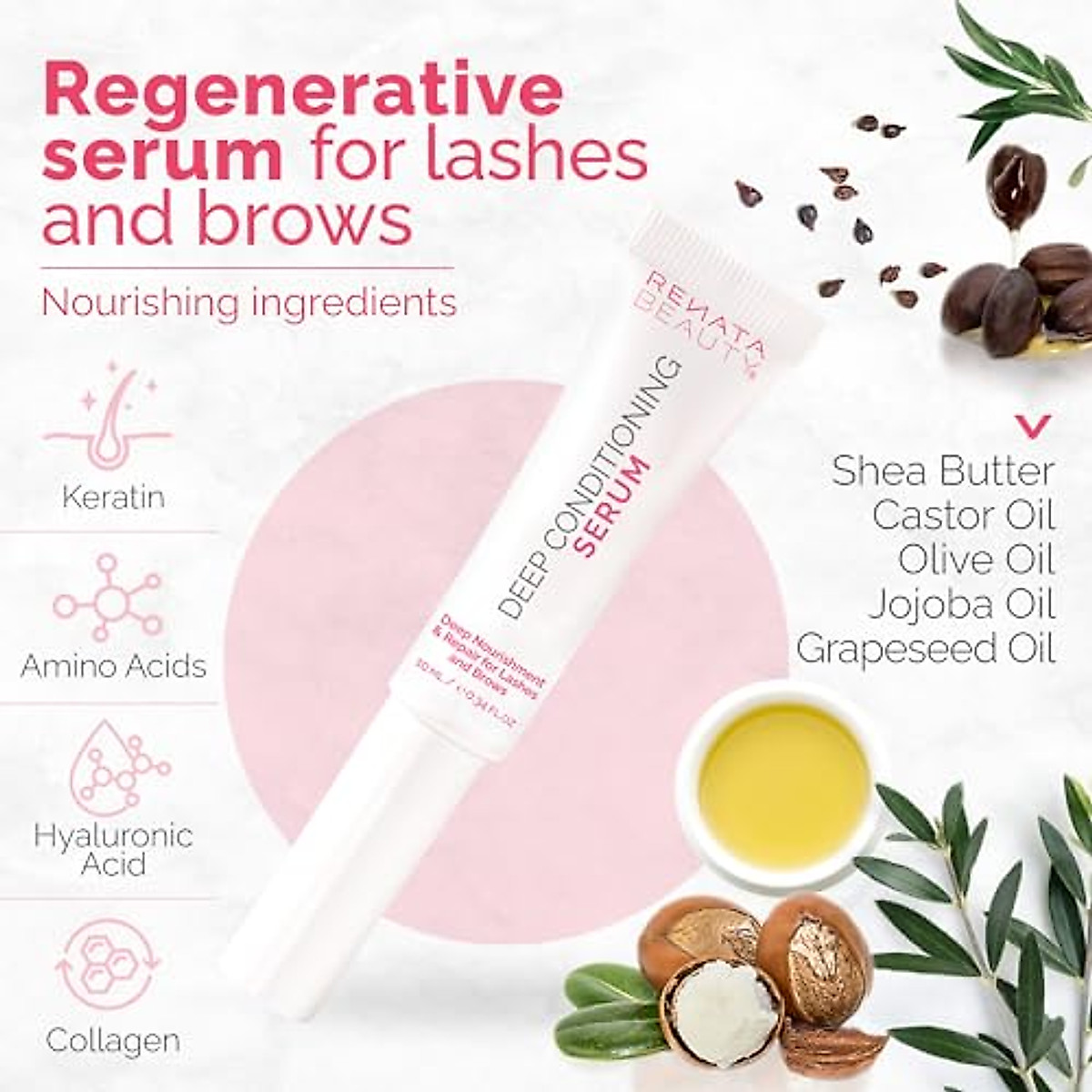 RB RENATA BEAUTY Lash and Brow Conditioner Serum – Regenerating & Repairing Serum – Deep Conditioning Eyebrow & Eyelash Serum for post-Lamination and Lash Lift Aftercare – Lash and Brow Daily Care