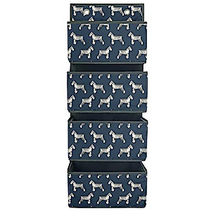 AFPANQZ Cute Schnauzer Dogs Door Hanging Organizers Nursery Closet Cabinet Baby Storage with 4 Large Pockets Stable Hanging Shelves for Cosmetics Toys Sundries Purse Keys Small Stuff Storage Blue